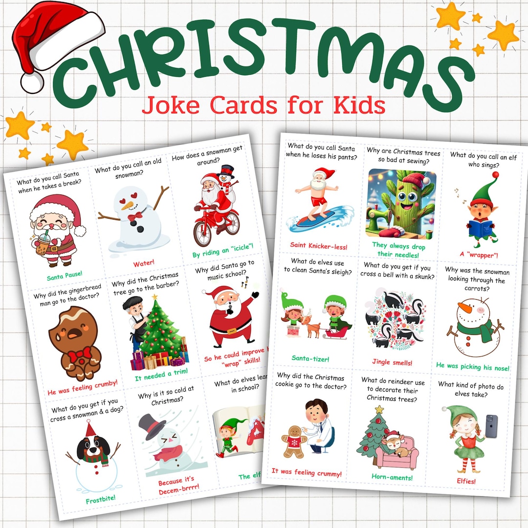 Printable Christmas Joke Cards for Kids Fun Family Christmas Game Card ...