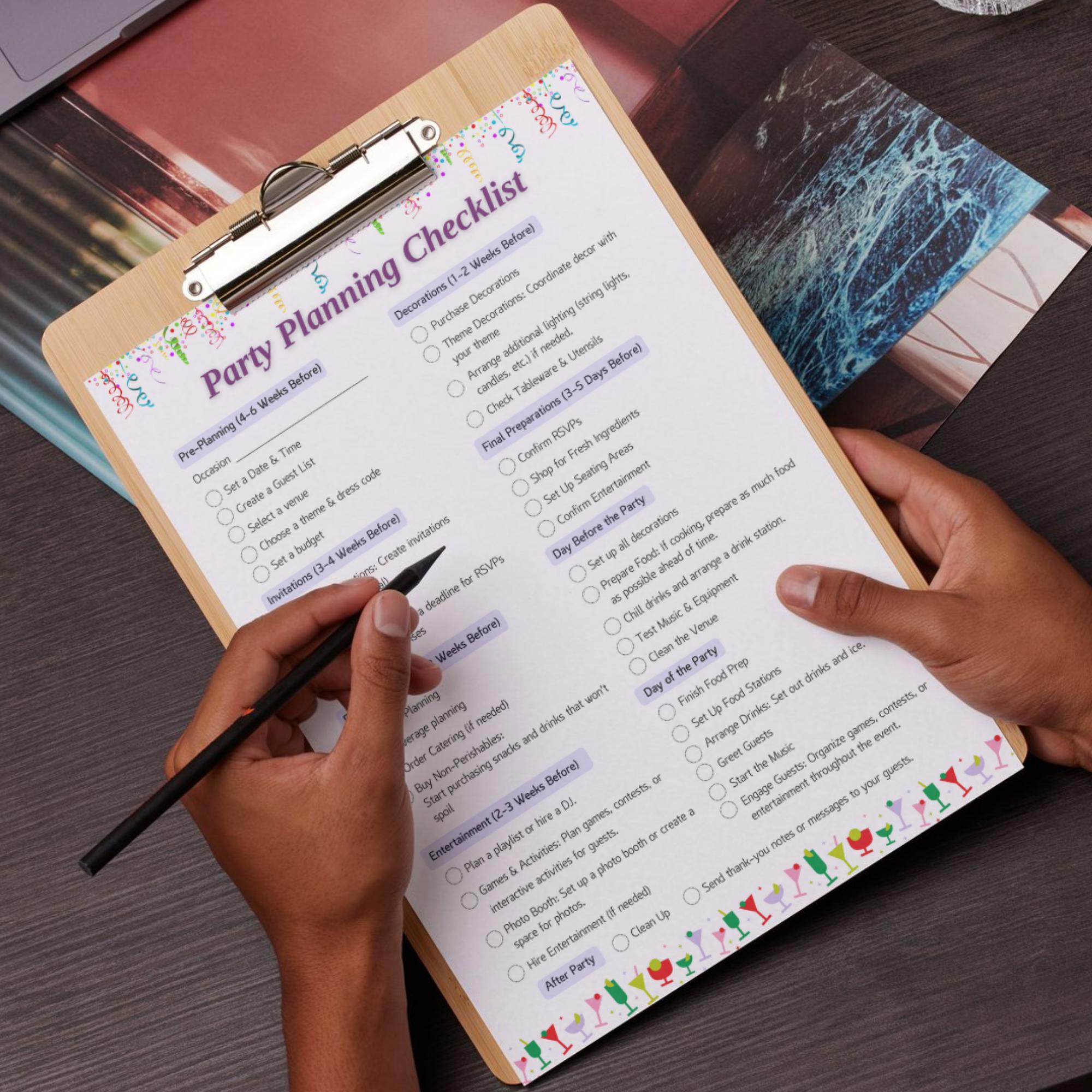 Party Checklist Printable, Party Planning Checklist, A4, Printable ...