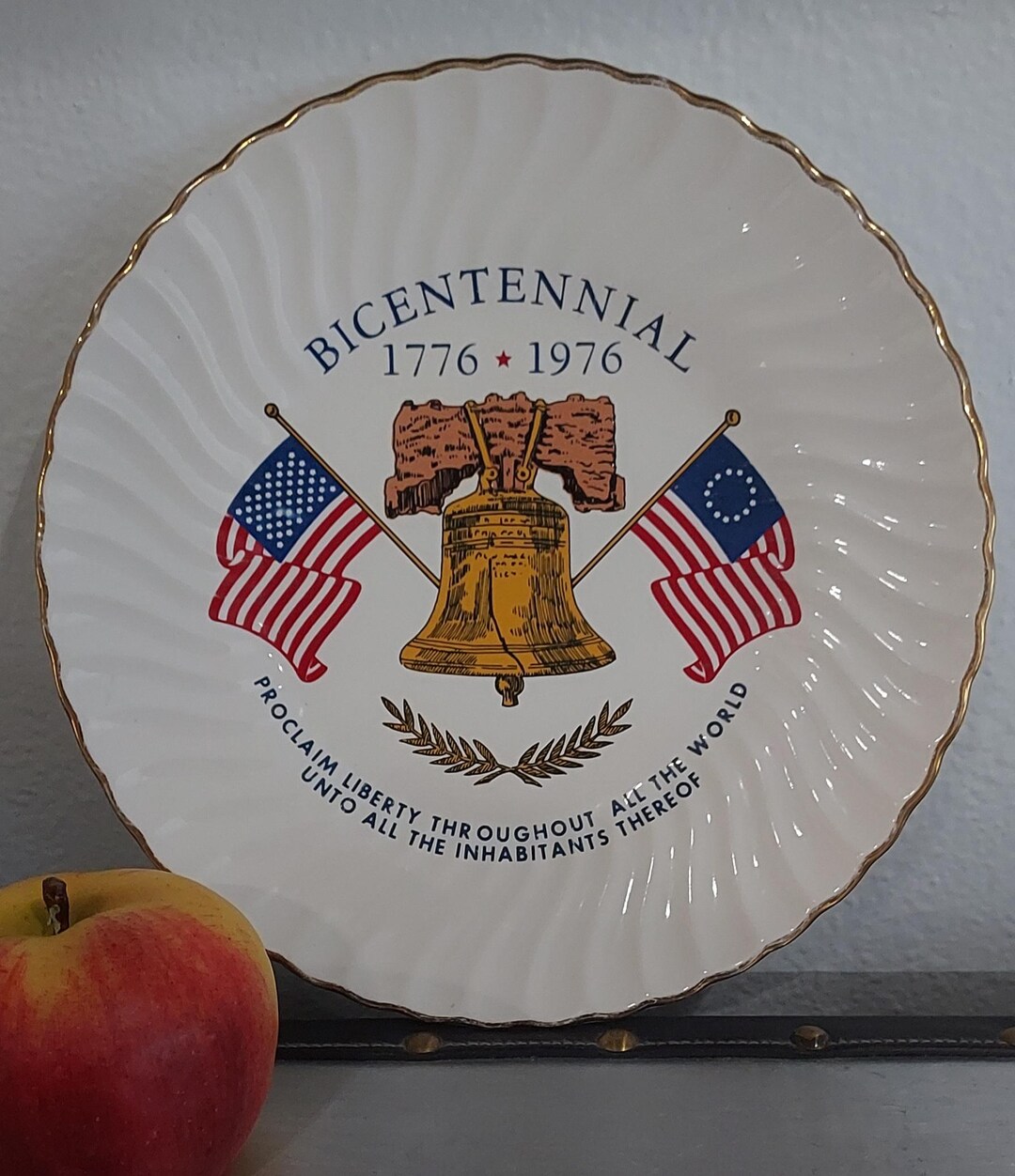 Vintage Bicentennial Collector Plate, 1776-1976, Gold Rim, Liberty Bell ...