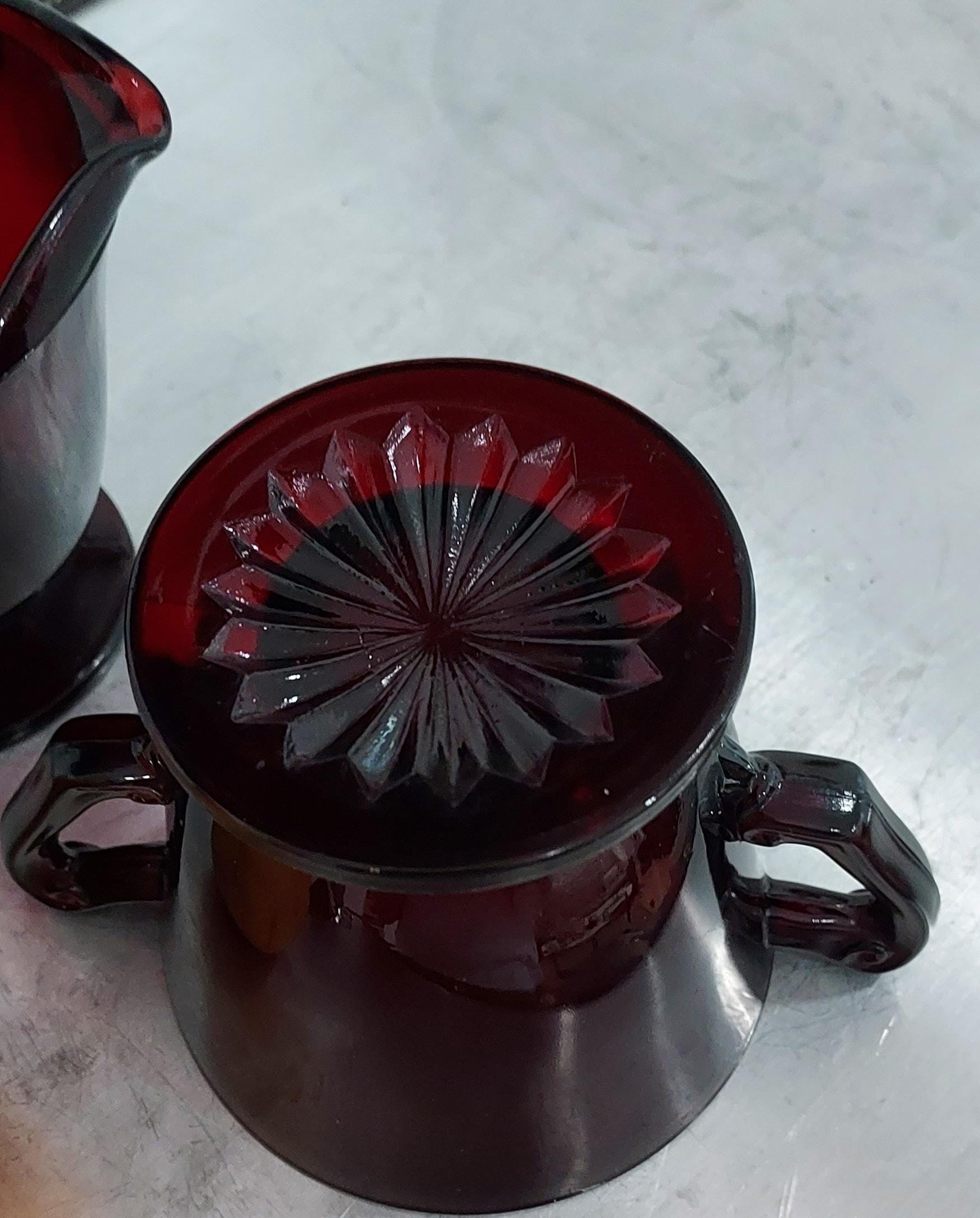 Anchor Hocking Royal Ruby Red Creamer and Sugar Bowl Depression Glass ...