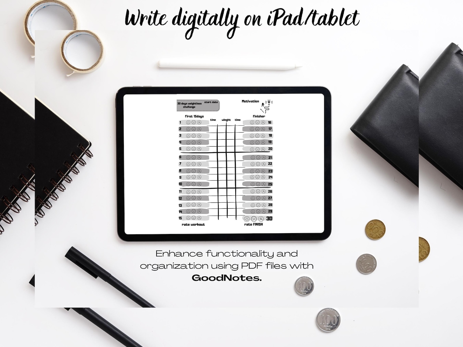 30 Day Weight Loss Tracker Printable Weight Loss Journal & Challenge ...