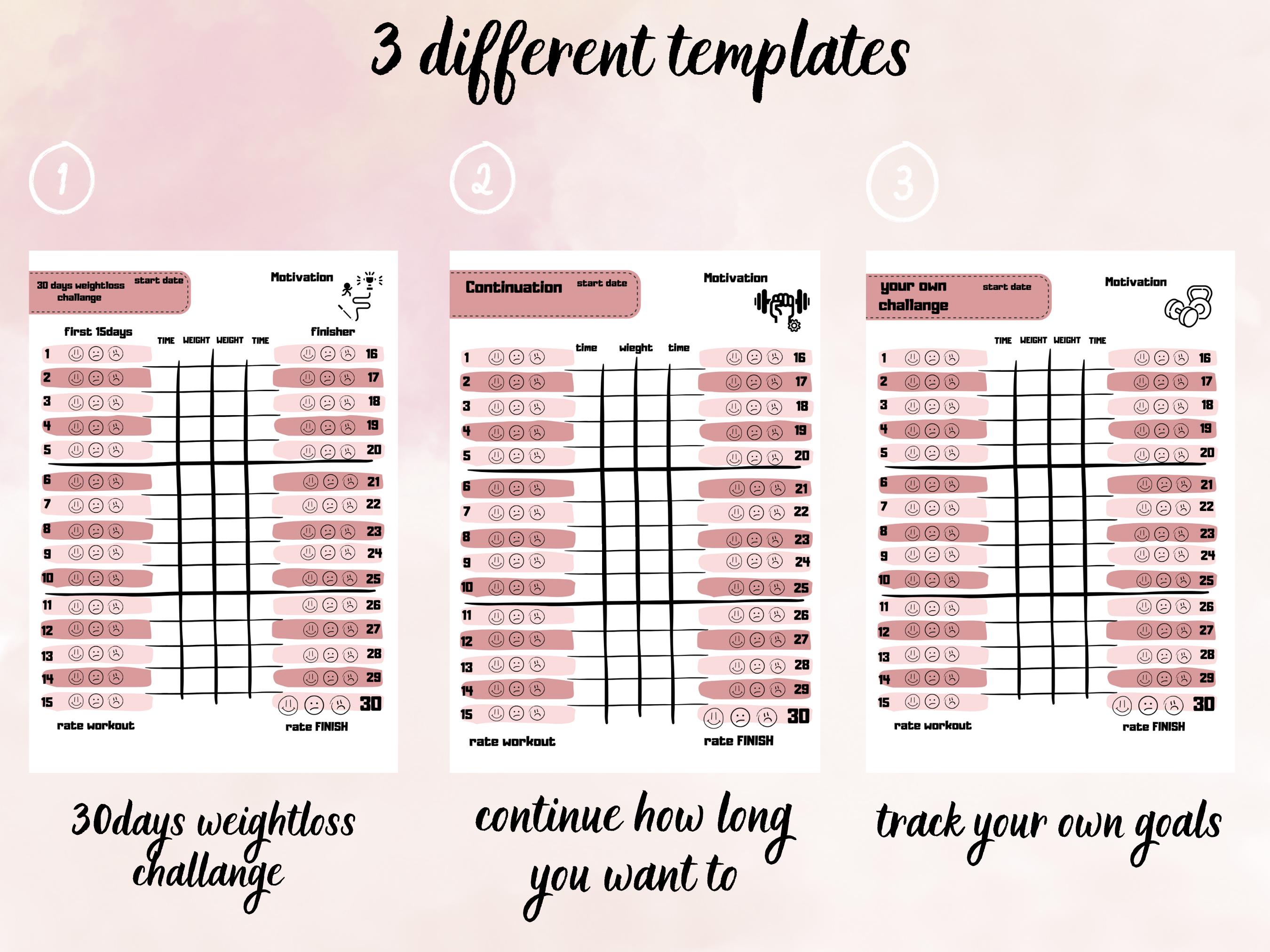 30 Day Weight Loss Tracker Printable Weight Loss Journal & Challenge ...
