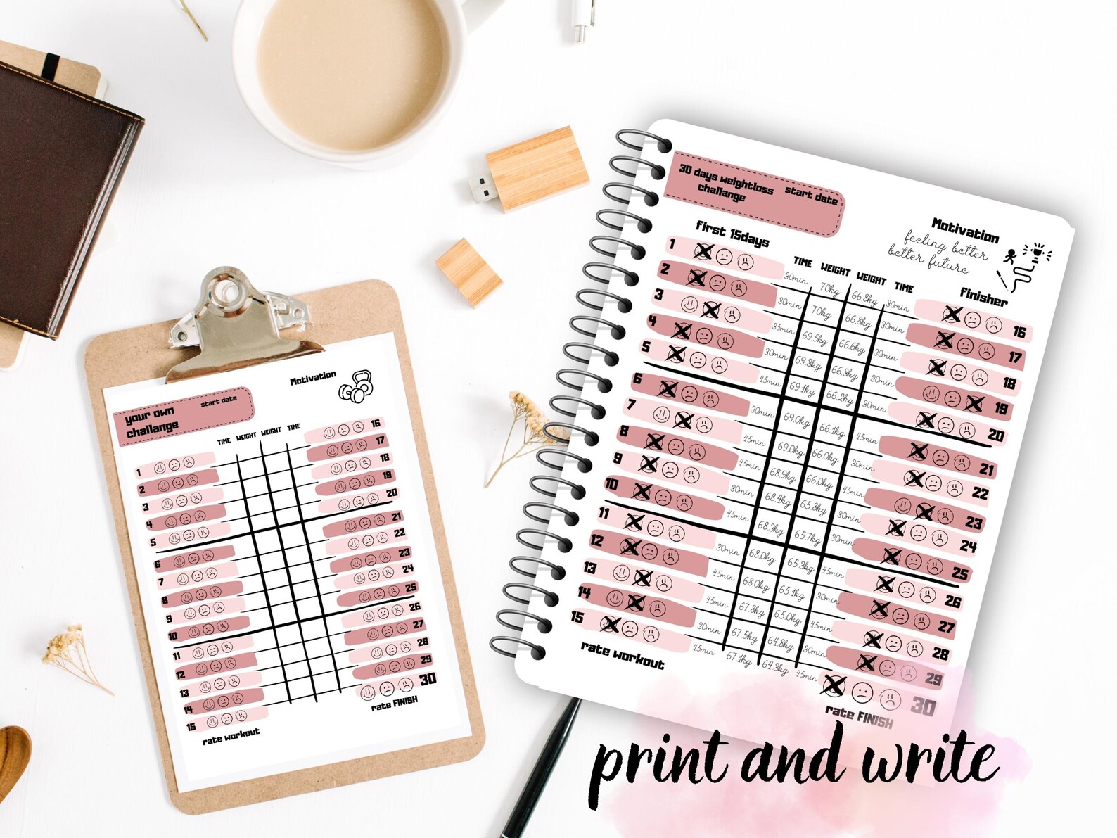 30 Day Weight Loss Tracker Printable Weight Loss Journal & Challenge ...