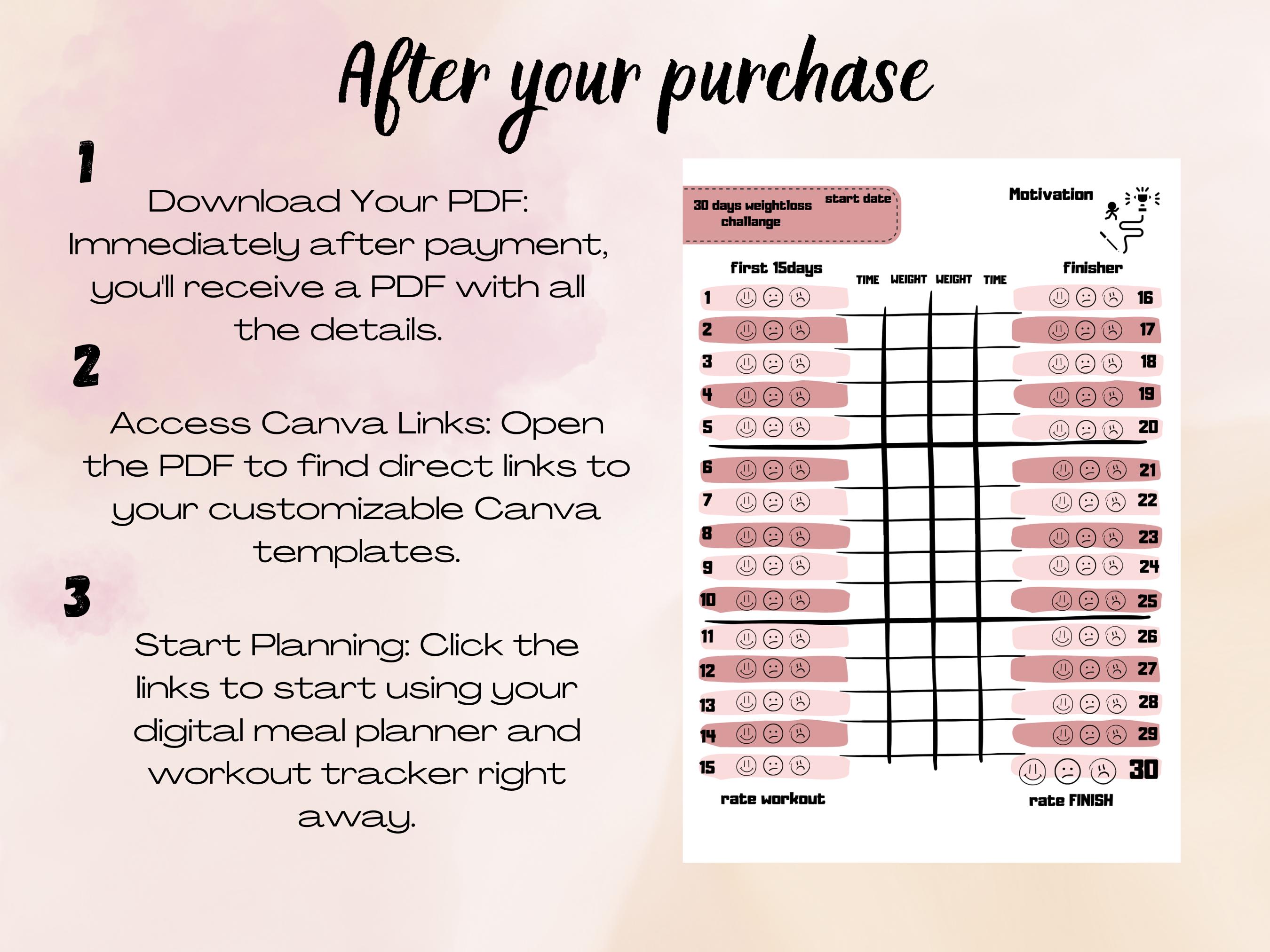 30 Day Weight Loss Tracker Printable Weight Loss Journal & Challenge ...