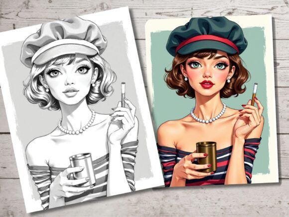 Anime Pin-up Girls Coloring Book for Adults – 30+ Hand-drawn ...