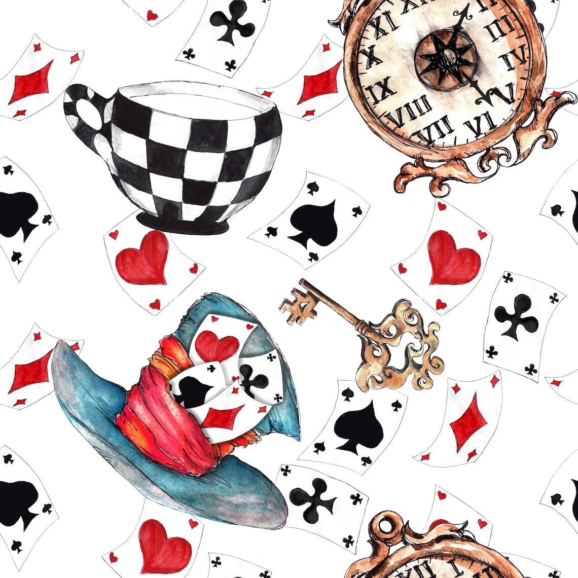 Alice in Wonderland Digital Paper: Vintage Scrapbook Pack (digital ...