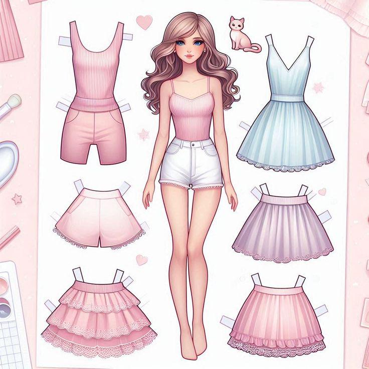 Vintage-inspired Paper Dolls With Fashionable Wardrobe | Printable Cut-out Dress-up Dolls for ...