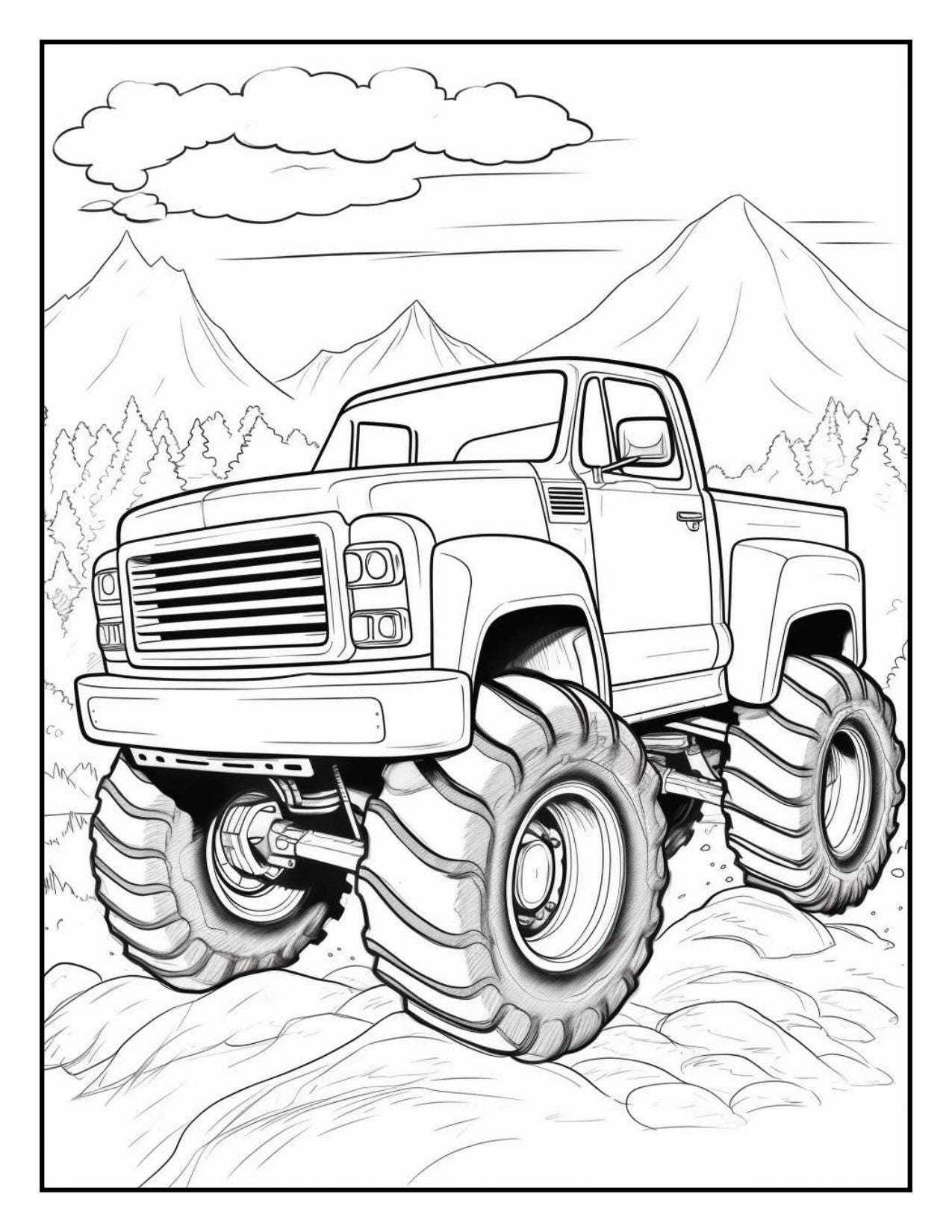 Monster Truck Coloring Page: Off-road Adventure (PDF Download) - Etsy