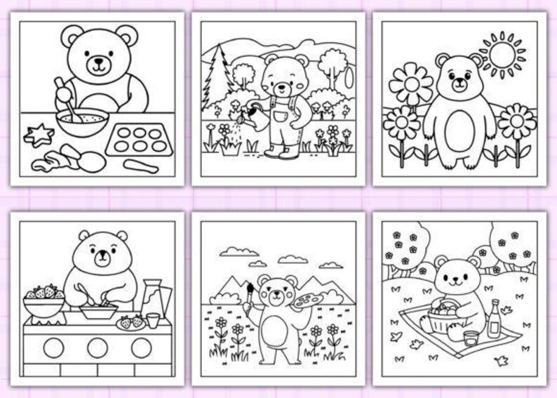 Floral Teddy Bear Coloring Page – Printable Digital Download for Kids ...