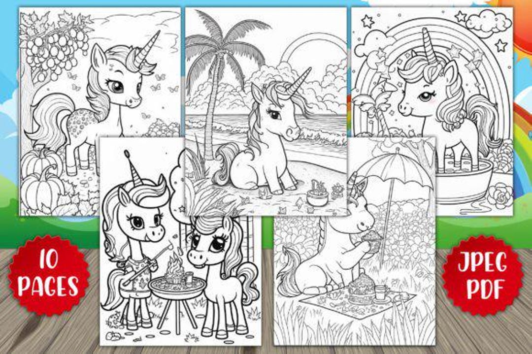 Cute Unicorn Baby |coloring Page| Adorable Christmas Unicorn Coloring ...