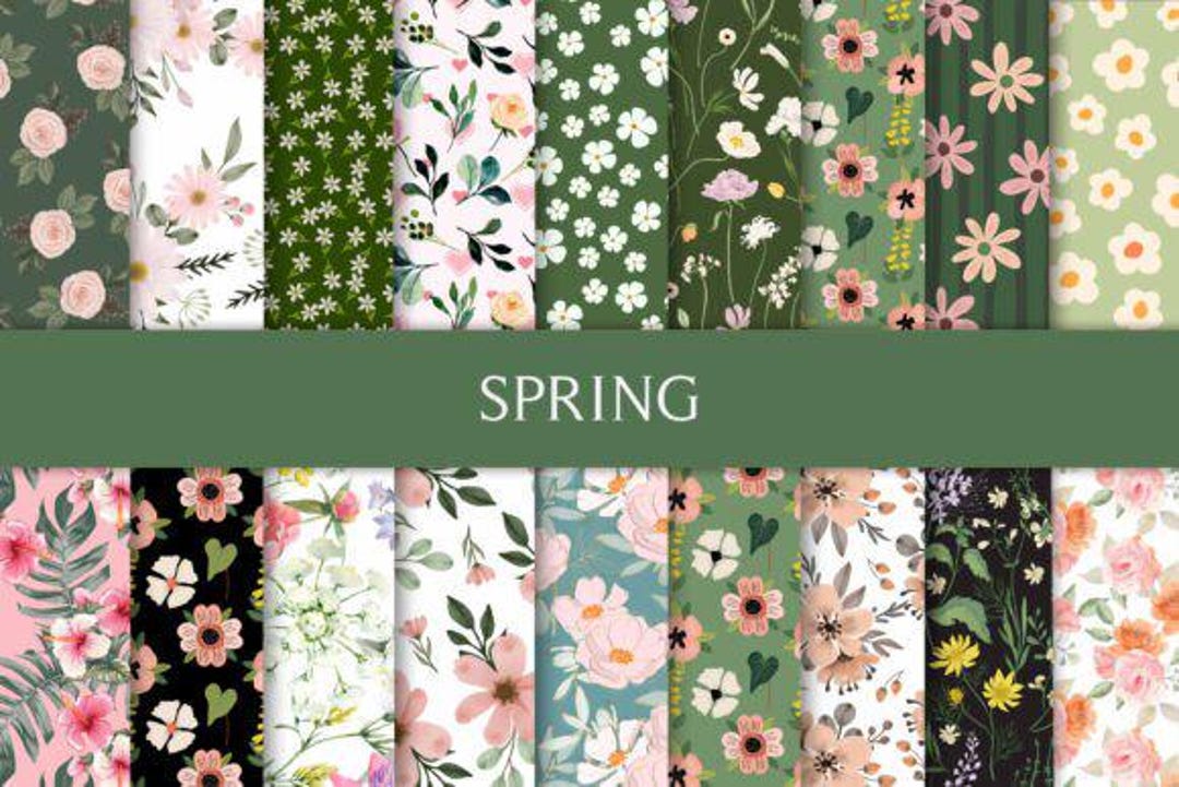 Spring Digital Paper Bundle – Floral Seamless Backgrounds for Crafters ...