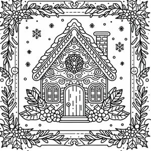 Printable Gingerbread House Coloring Page for Kids Adults – Christmas ...