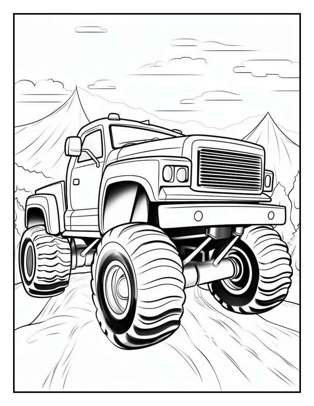 Monster Truck Coloring Page for Kids & Adults – Printable Off-road ...