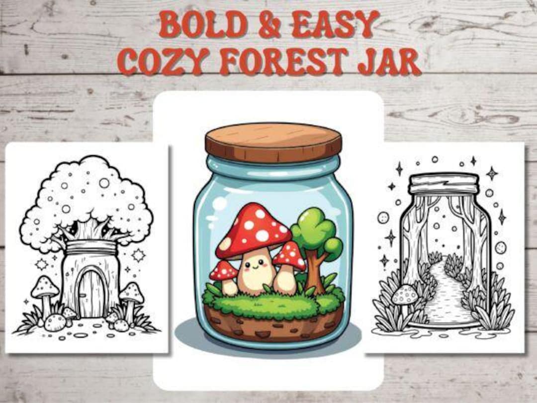 Kawaii Coloring Pages | Woodland Forest Jar Designs (digital Download ...