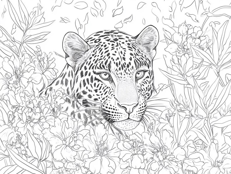 Wild Leopard Coloring Page – Printable Animal Coloring Sheet for Kids ...