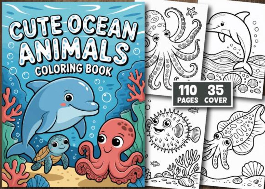 Ocean Animals Coloring Book for Kids | Sea Life Activity (110 Pages) - Etsy