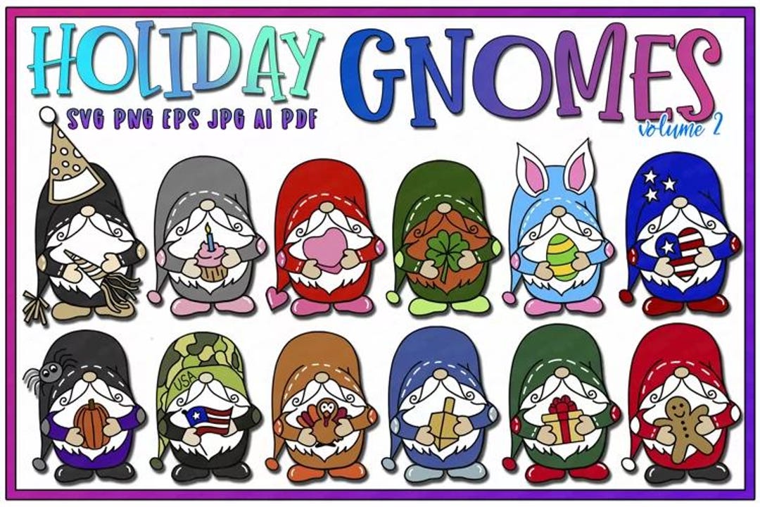 Holiday Gnomes Clipart Bundle - Seasonal Gnome Svgs for Crafting - Etsy