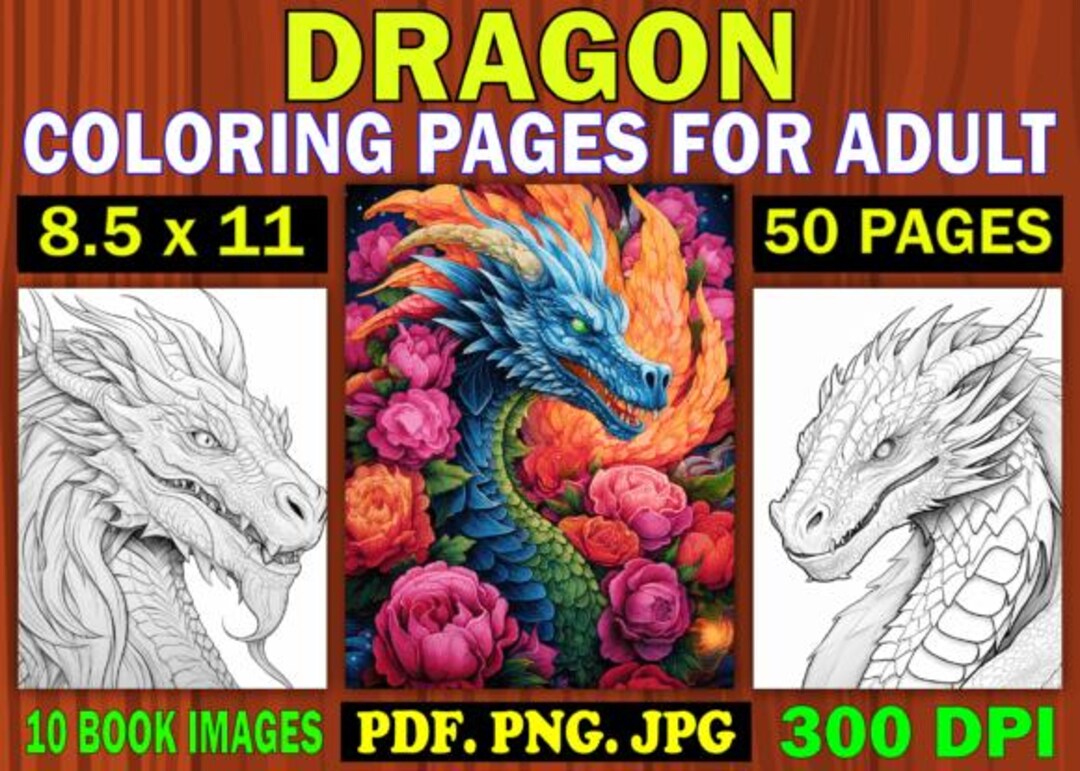 Coloring Pages Dragon for Kids, Coloring Sheets With Dragon - Etsy