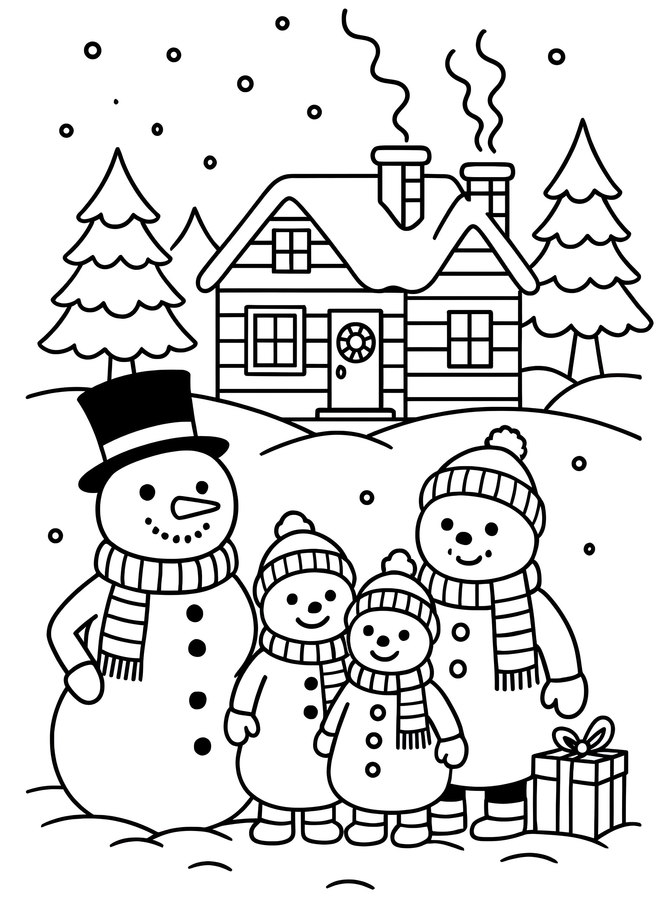 Snowman Christmas Tree Coloring Page: Holiday Fun (PDF) - Etsy