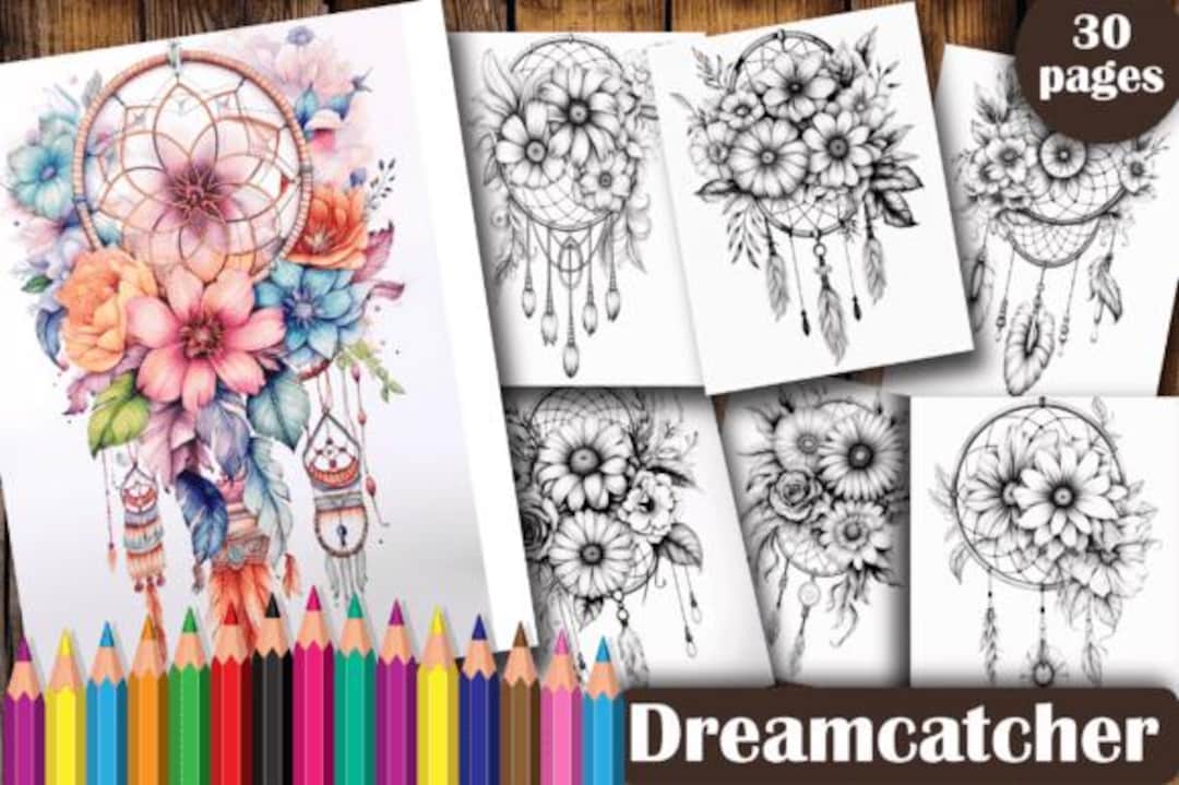 Floral Dreamcatcher Coloring Page for Kids: Mindful Art (PDF) - Etsy