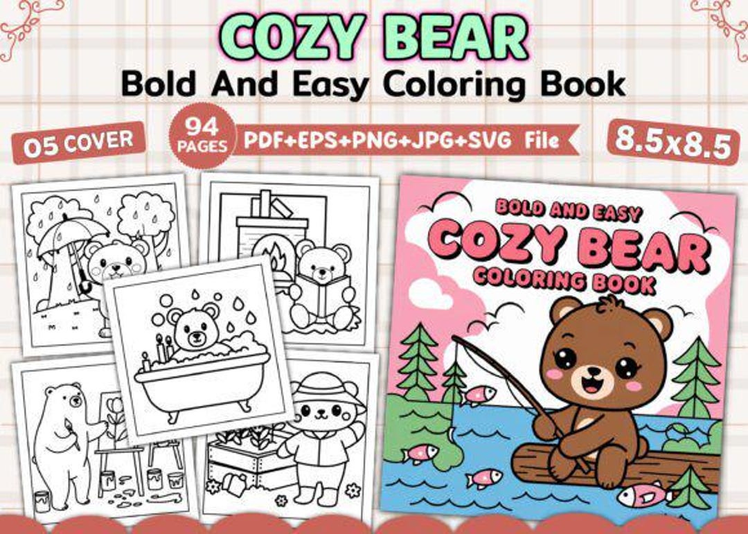 Floral Teddy Bear Coloring Page – Printable Digital Download for Kids ...