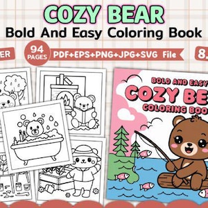 Floral Teddy Bear Coloring Page – Printable Digital Download for Kids ...