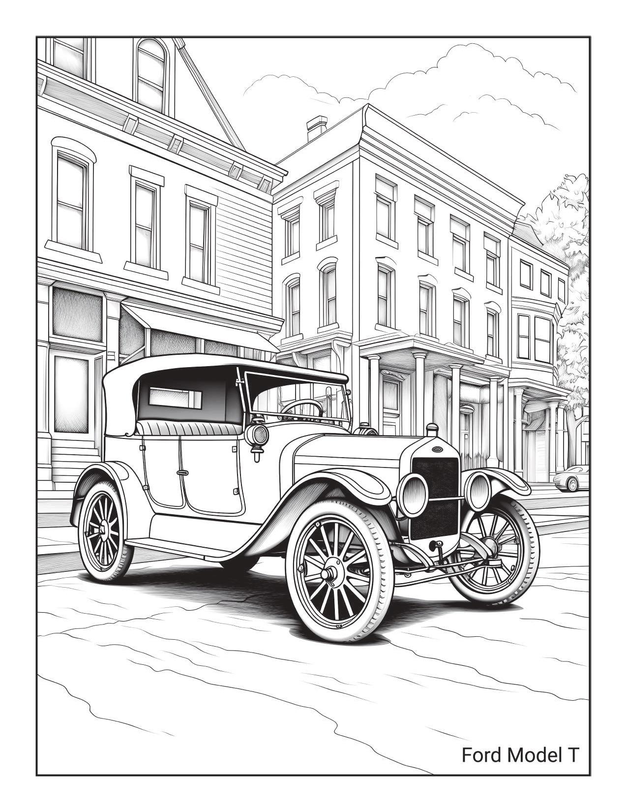 Vintage Car Coloring Pages: Classic Car Illustrations (PDF) - Etsy