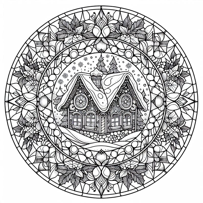Printable Gingerbread House Coloring Page for Kids Adults – Christmas ...