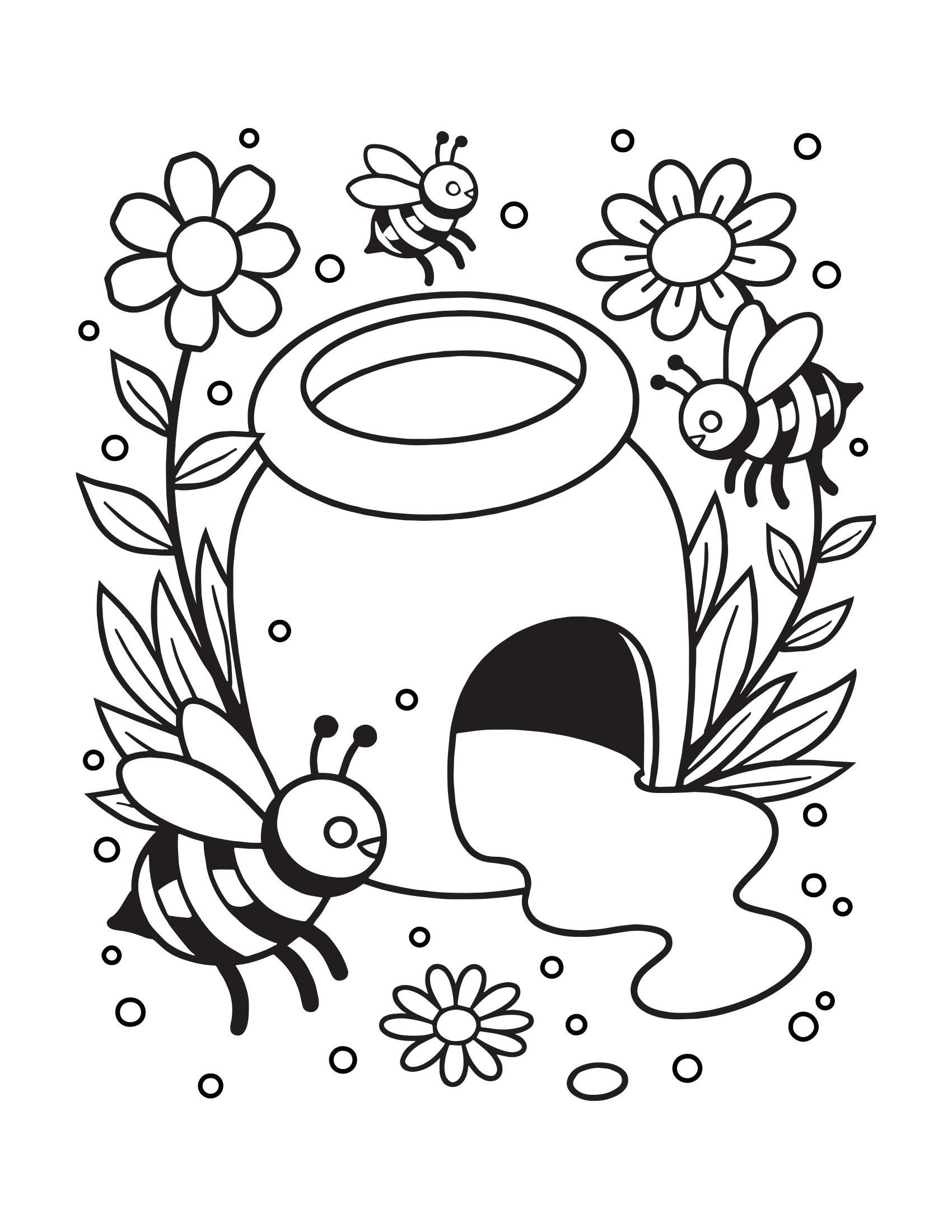 Cute Bee Coloring Pages for Kids – Printable Bee Activity Sheets | Fun ...