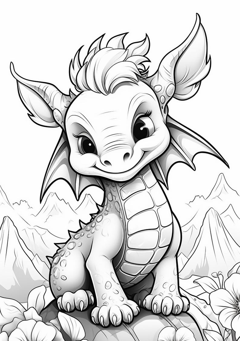 Cute Dragon Coloring Pages for Kids & Adults – 10 Printable Fantasy ...