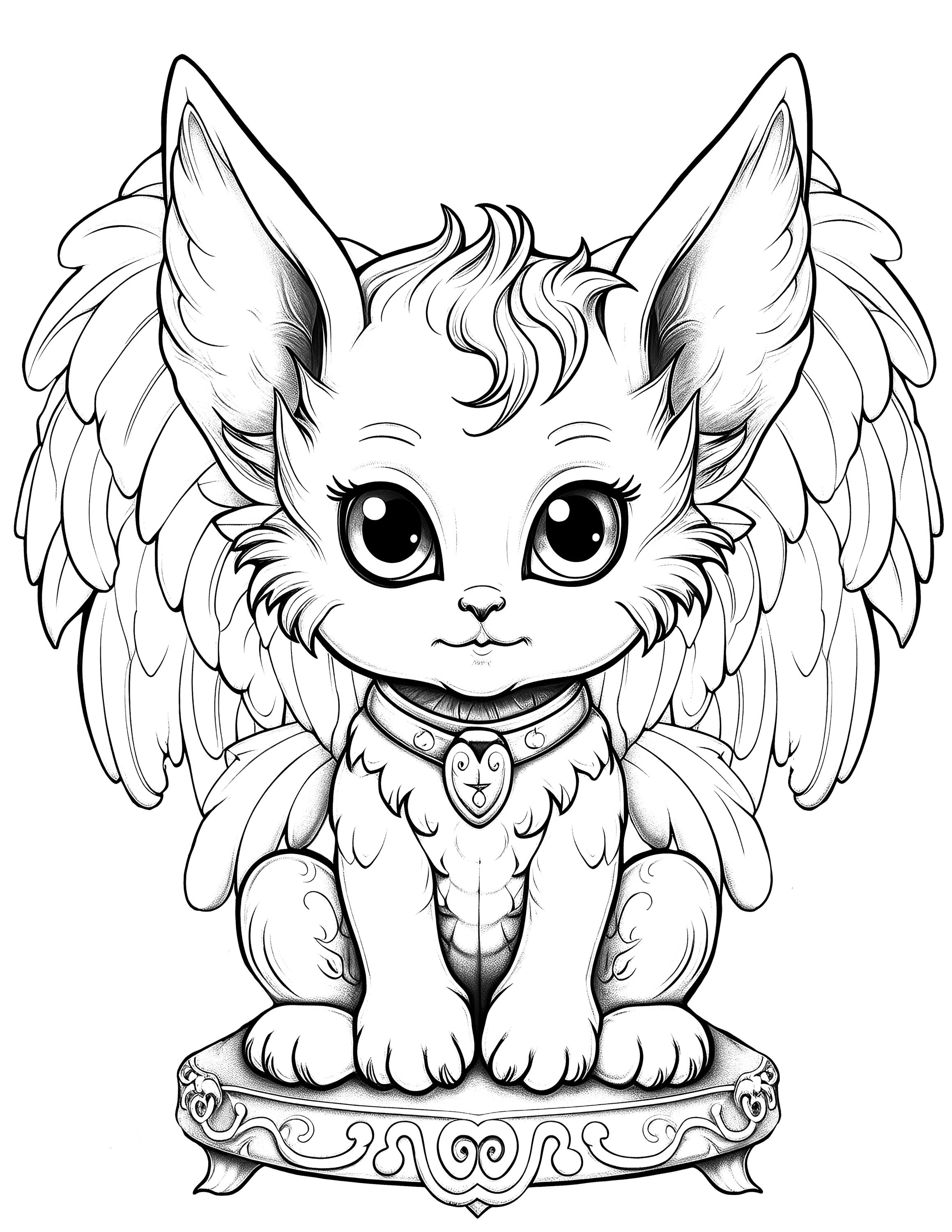 Winged Cats Coloring Pages: 33 Fantasy Designs (digital Download) - Etsy