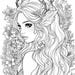 Fairy Princess Coloring Page: Floral Fantasy Art (PDF) - Etsy