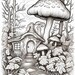 Cozy Autumn Mushroom House Coloring Page: Countryside Fall Scene ...