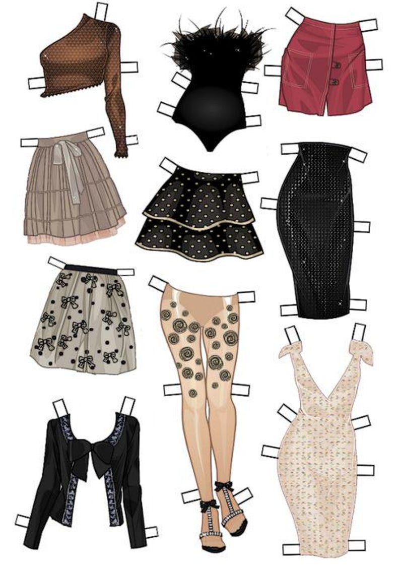 Printable Fashion Paper Doll Set: Stylish DIY Dress-up (PDF) - Etsy