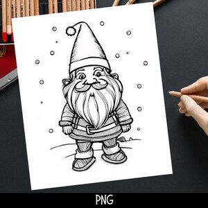 Cozy Gnome Coloring Page – Winter Gnome With Hot Drink - Etsy