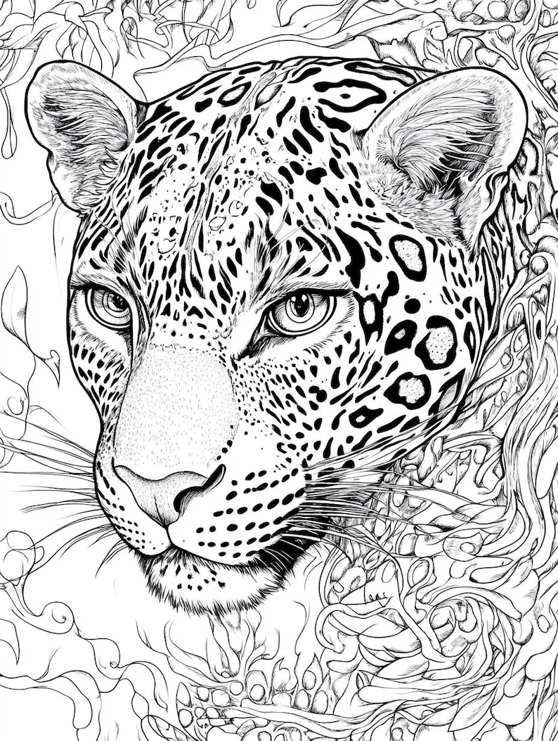 Wild Leopard Coloring Page – Printable Animal Coloring Sheet for Kids ...