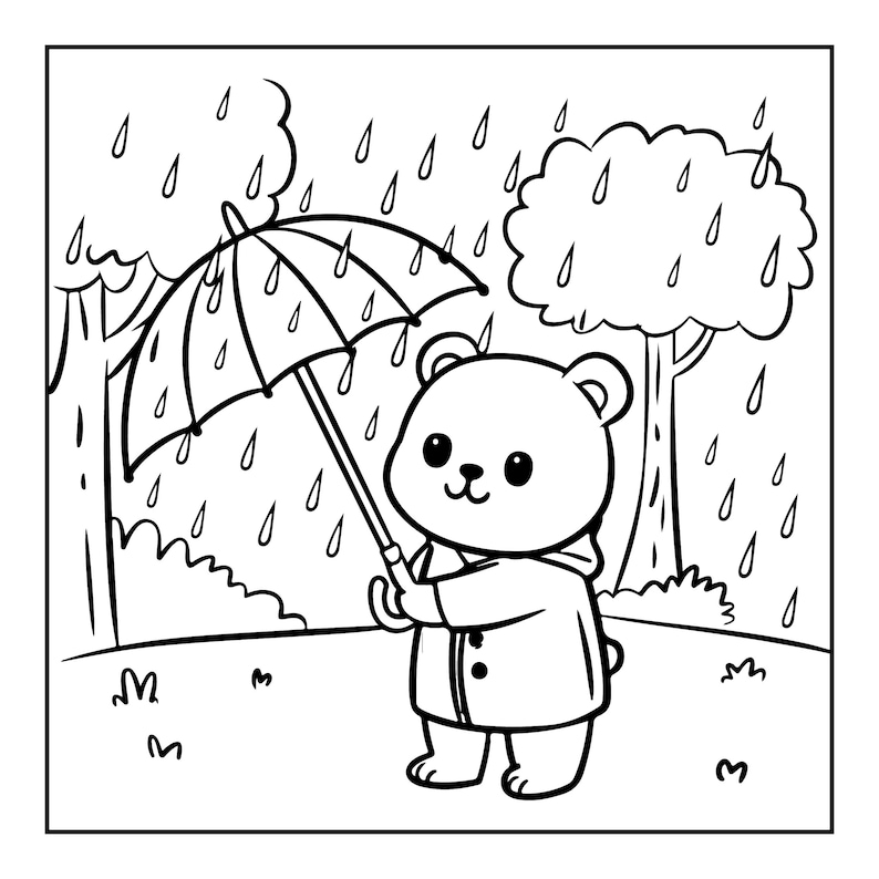 Floral Teddy Bear Coloring Page – Printable Digital Download for Kids ...