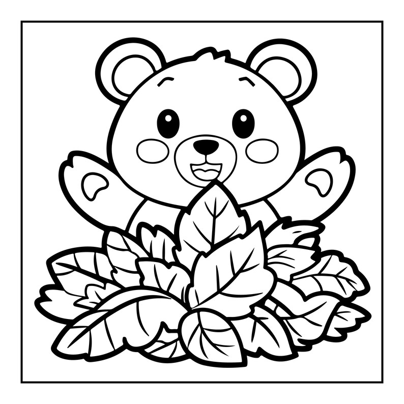 Floral Teddy Bear Coloring Page – Printable Digital Download for Kids ...