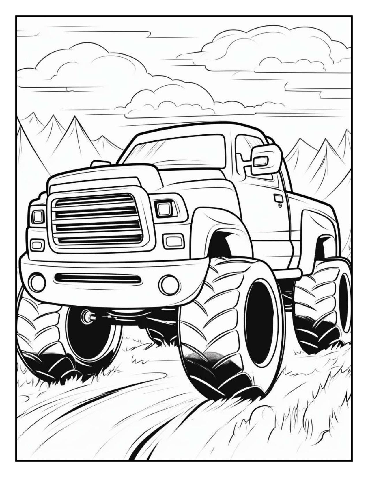 Monster Truck Coloring Page: Off-road Adventure (PDF Download) - Etsy