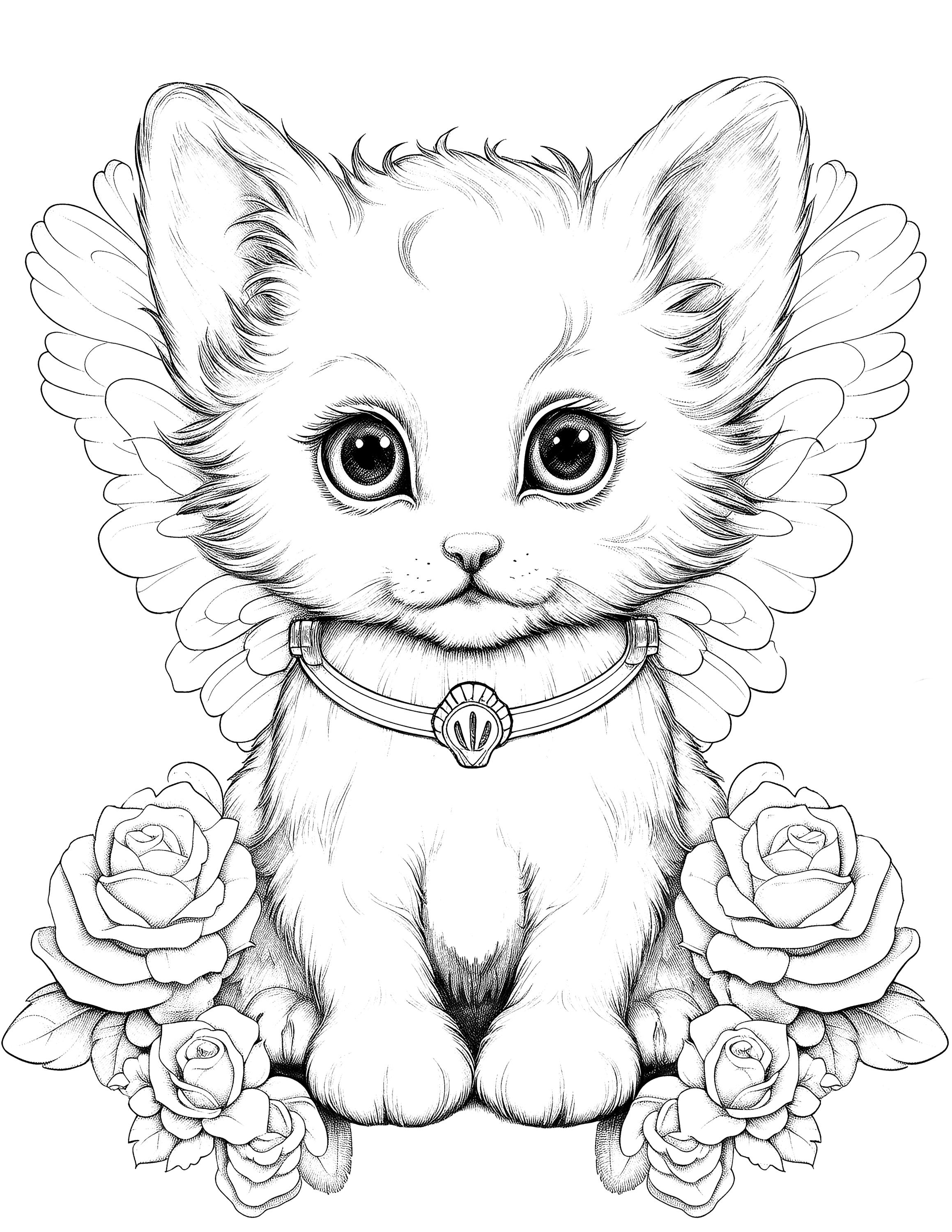 Winged Cats Coloring Pages: 33 Fantasy Designs (digital Download) - Etsy