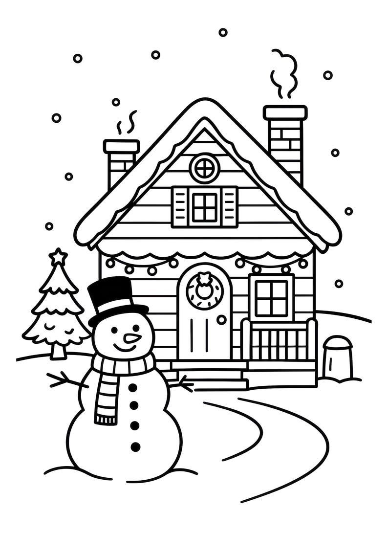 Snowman Christmas Tree Coloring Page: Holiday Fun (PDF) - Etsy