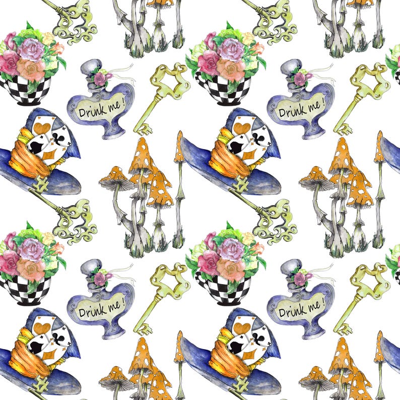 Alice in Wonderland Digital Paper: Vintage Scrapbook Pack (digital ...