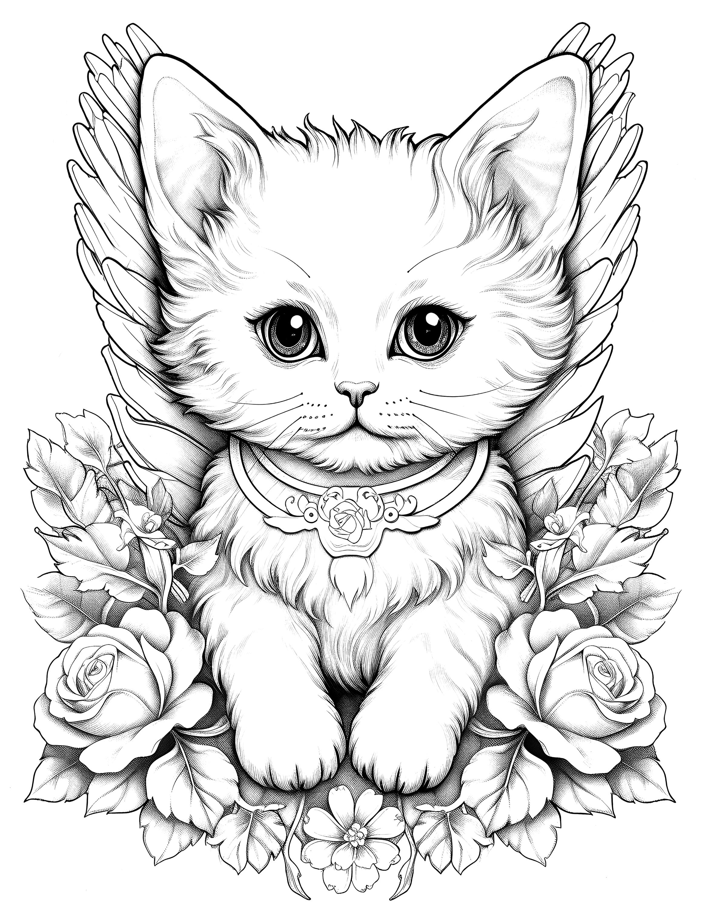 Winged Cats Coloring Pages: 33 Fantasy Designs (digital Download) - Etsy