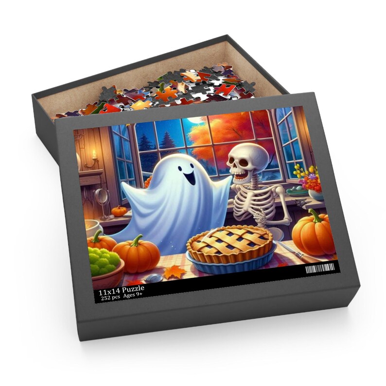 Puzzle Spooky Goast Hugging Skeleton, Halloween, Ghost Jigsaw, Skeleton ...