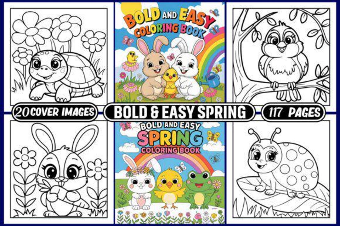 Spring Coloring Book for Kids: Bold & Easy Activity Pages (PDF Pattern ...