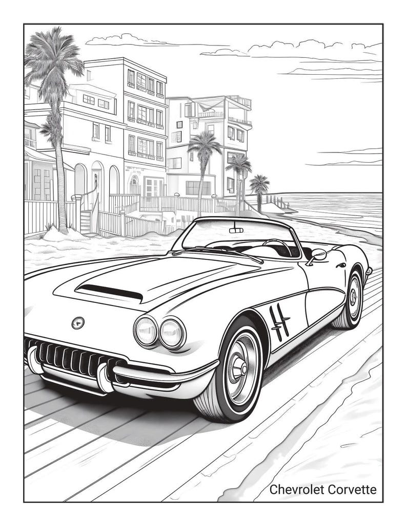 Vintage Car Coloring Pages: Classic Car Illustrations (PDF) - Etsy