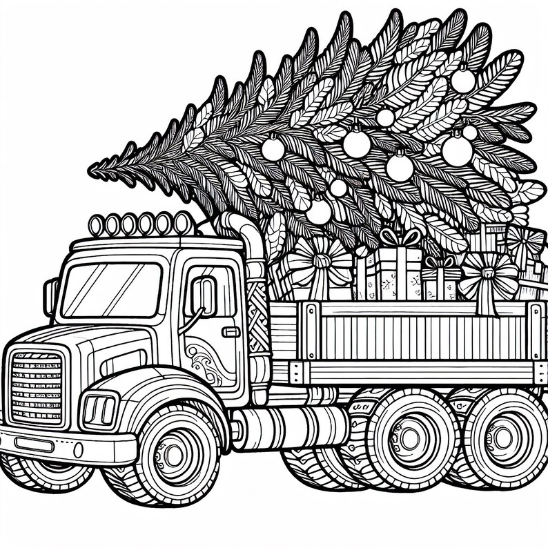 Christmas Truck Coloring Page – Festive Holiday Fun for All Ages - Etsy