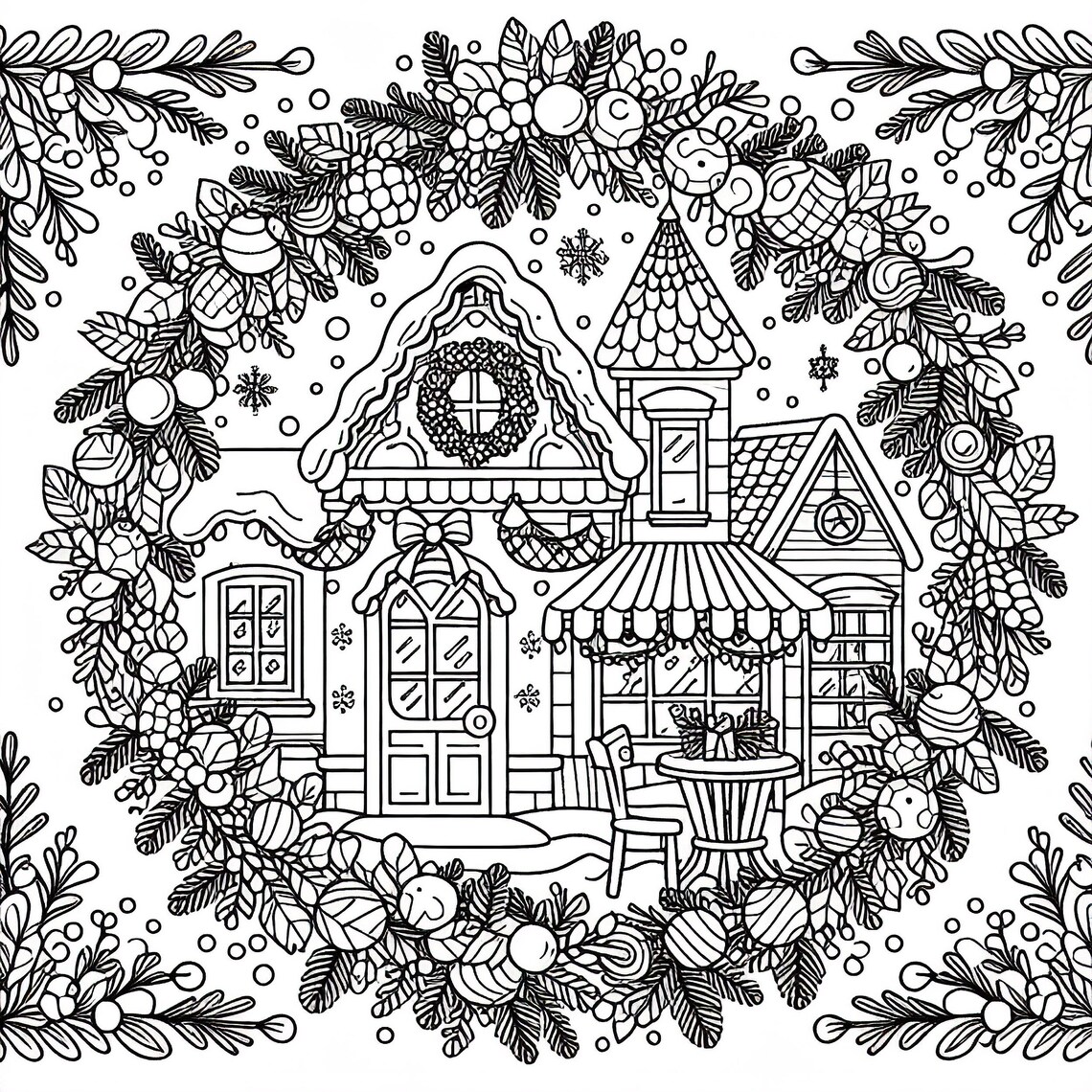 Gingerbread House Coloring Page: Festive Winter Holiday Activity ...