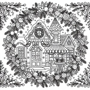 Printable Gingerbread House Coloring Page for Kids Adults – Christmas ...