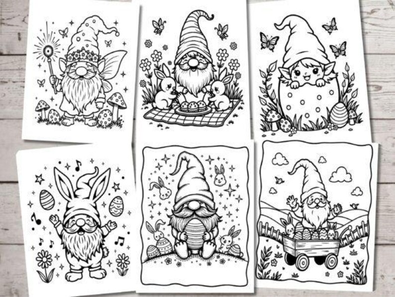 Kawaii Gnome Coloring Pages | Printable Cute Gnome Coloring Book for ...